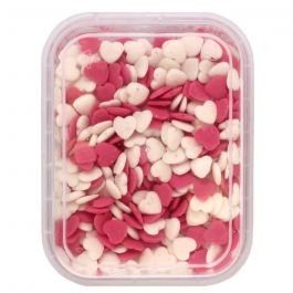 Cuoricini di zucchero rosa e bianchi per decorare dolci - PapoLab
