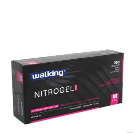 Guanto in nitrile monouso nero Walking Nitrogel taglia M - PapoLab